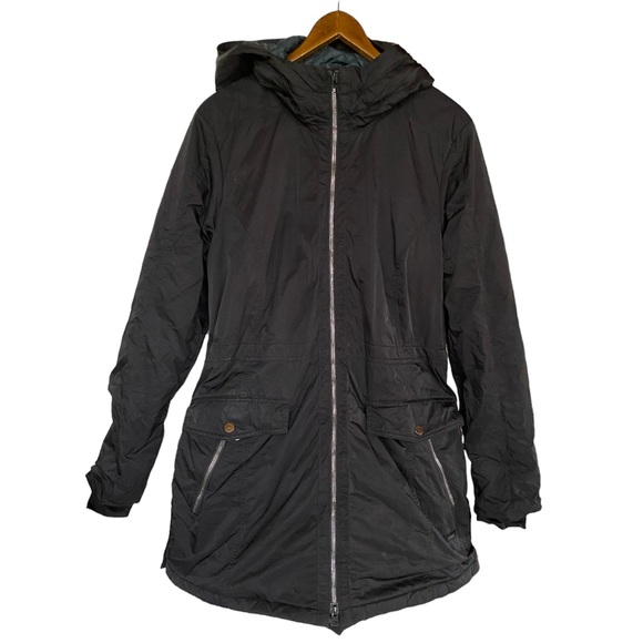 Athleta | Jackets & Coats | Athleta Womens Black Hooded Jacket Coat ...
